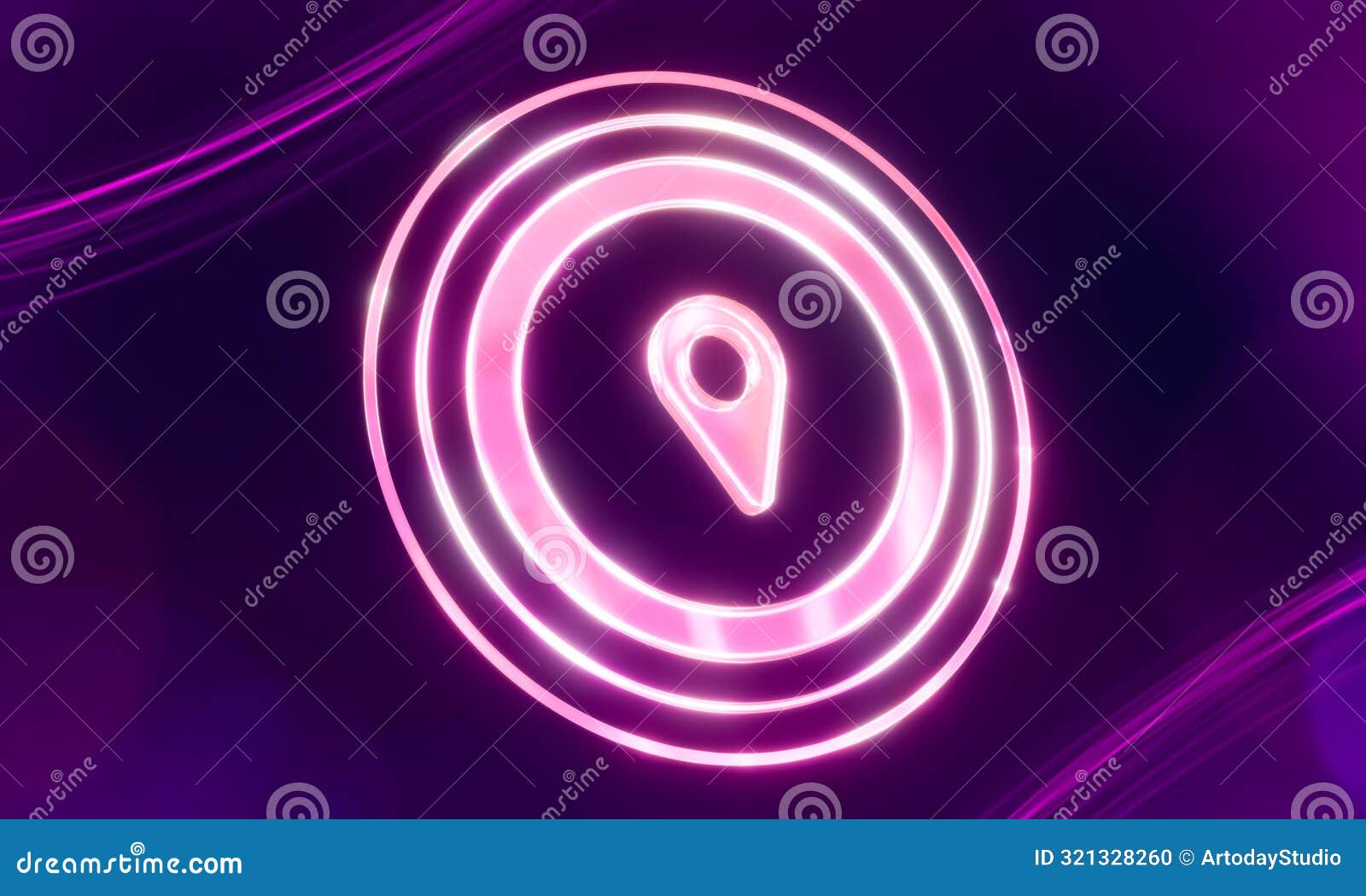 Glowing Glass Location Symbol, 3d Render. Stock Illustration ...
