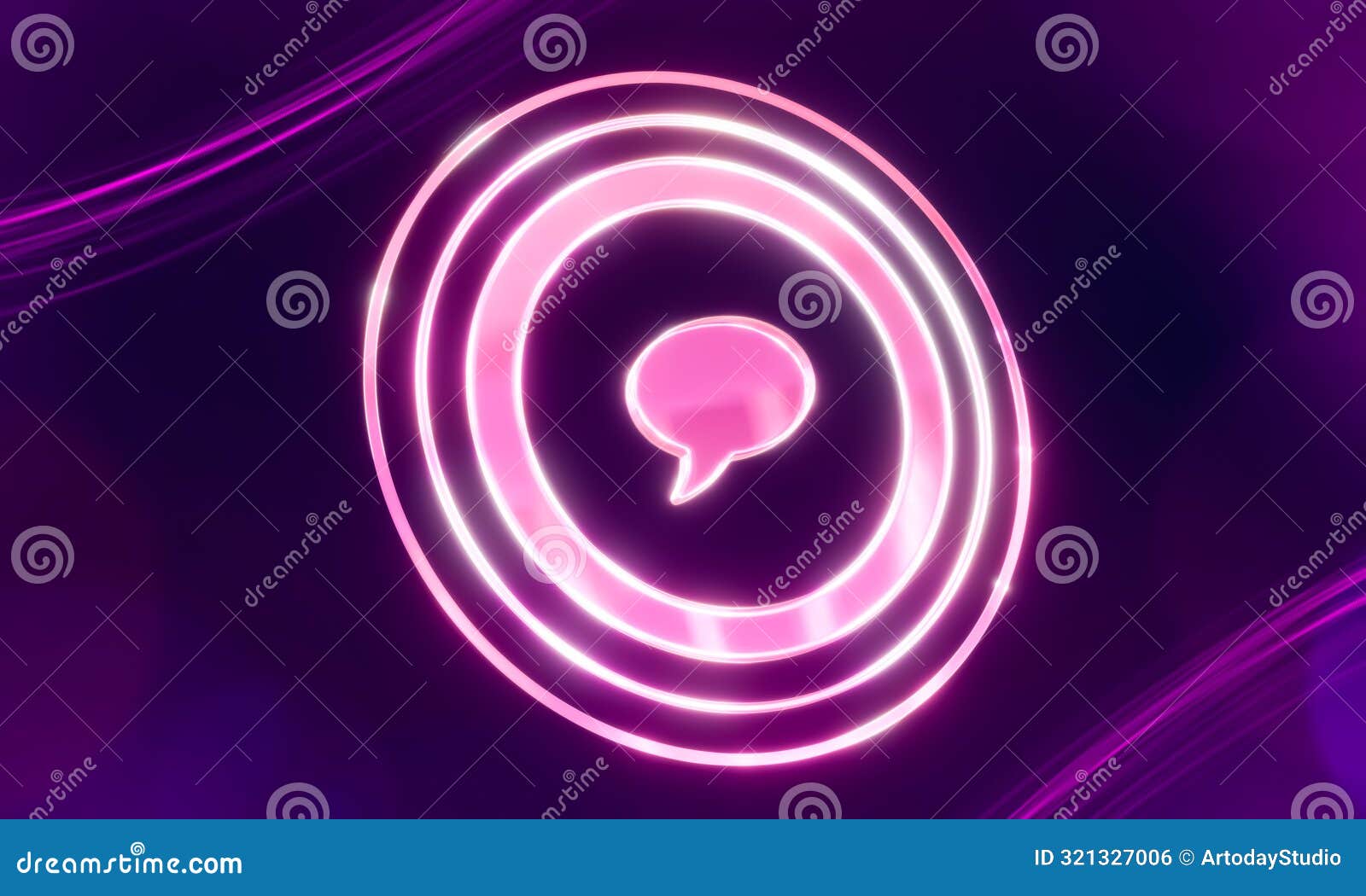 Glowing Glass Message Bubble Symbol, 3d Render. Stock Illustration ...