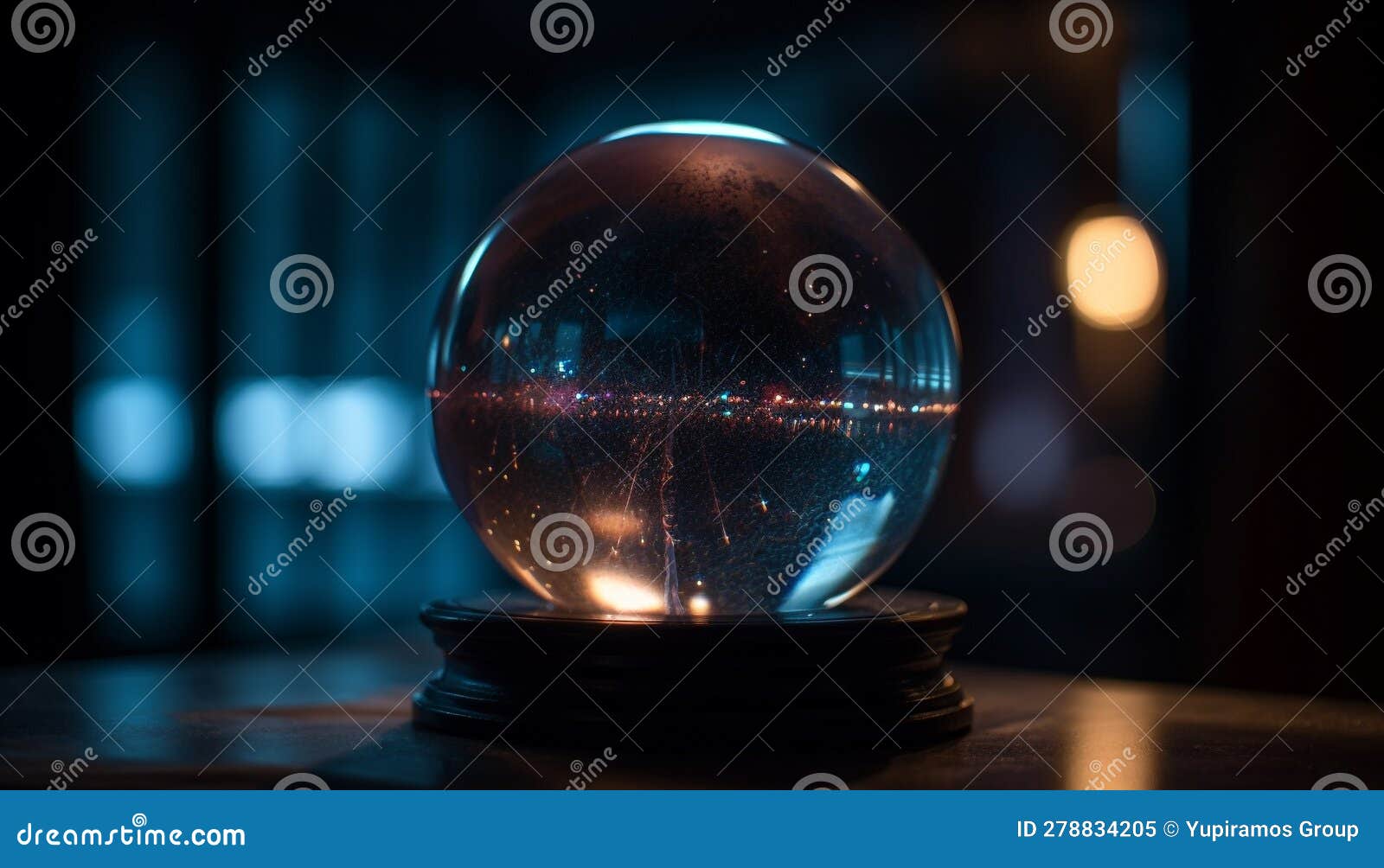 A Glowing Glass Sphere Illuminated by Electric Lighting Equipment ...