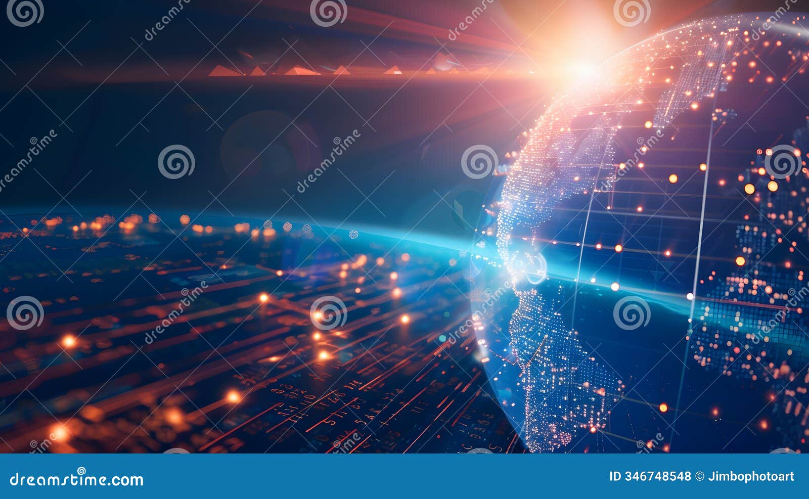 Glowing Globe with Continents Formed from Binary Code Stock ...