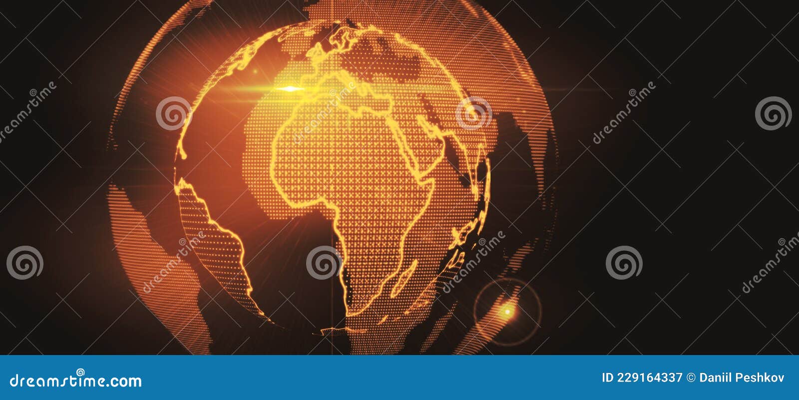 Glowing Globe Hologram on Dark Background with Mockup Place. Digital ...