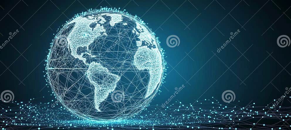 Glowing Globe with Network Connections a Symbol of Global Communication ...