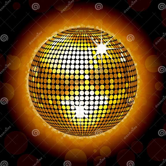 Glowing gold disco ball stock vector. Illustration of graphic - 19623844