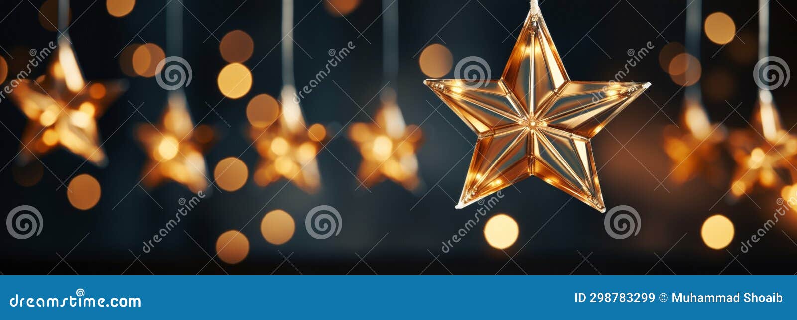 Glowing Gold Starlight Hanging on a Dark Backdrop Creating a Celestial ...