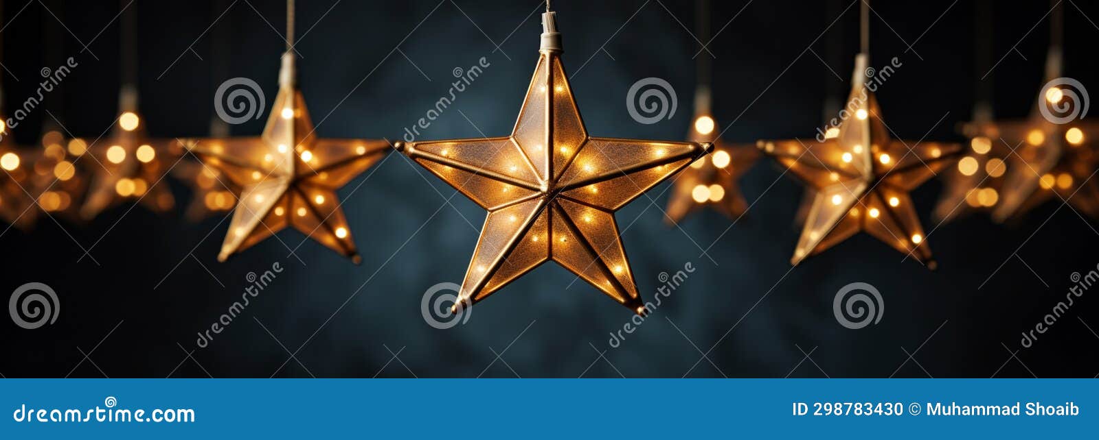 Glowing Gold Starlight Hanging on a Dark Backdrop Creating a Celestial ...