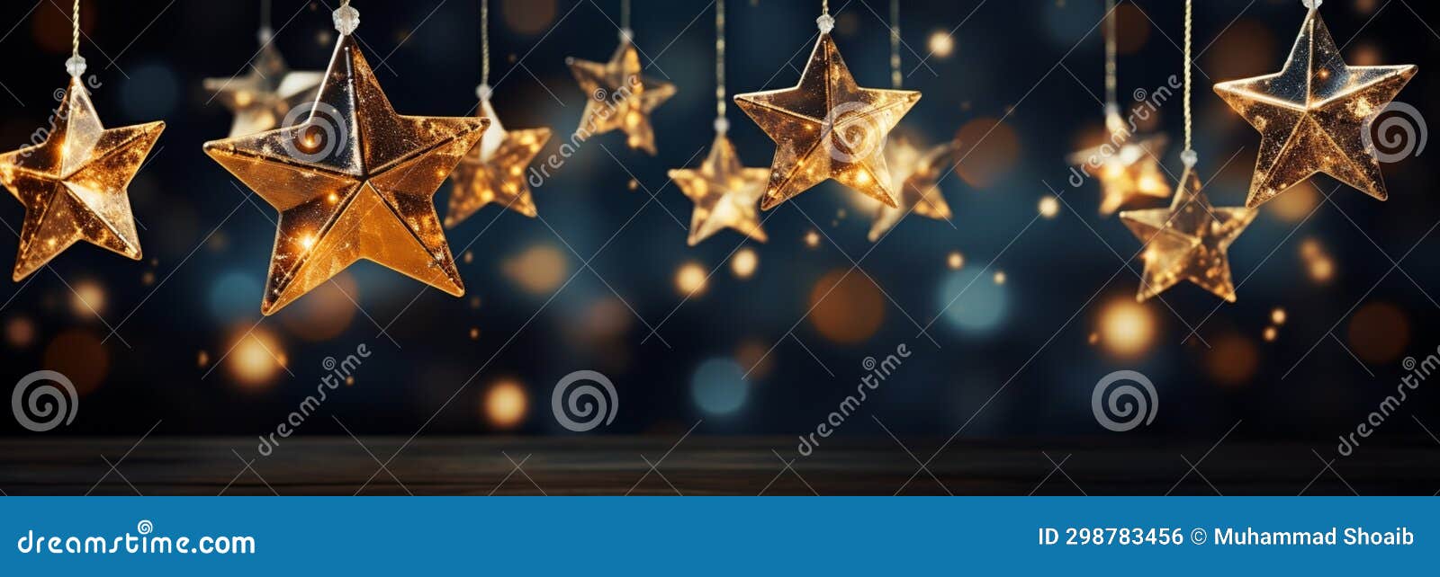 Glowing Gold Starlight Hanging on a Dark Backdrop Creating a Celestial ...