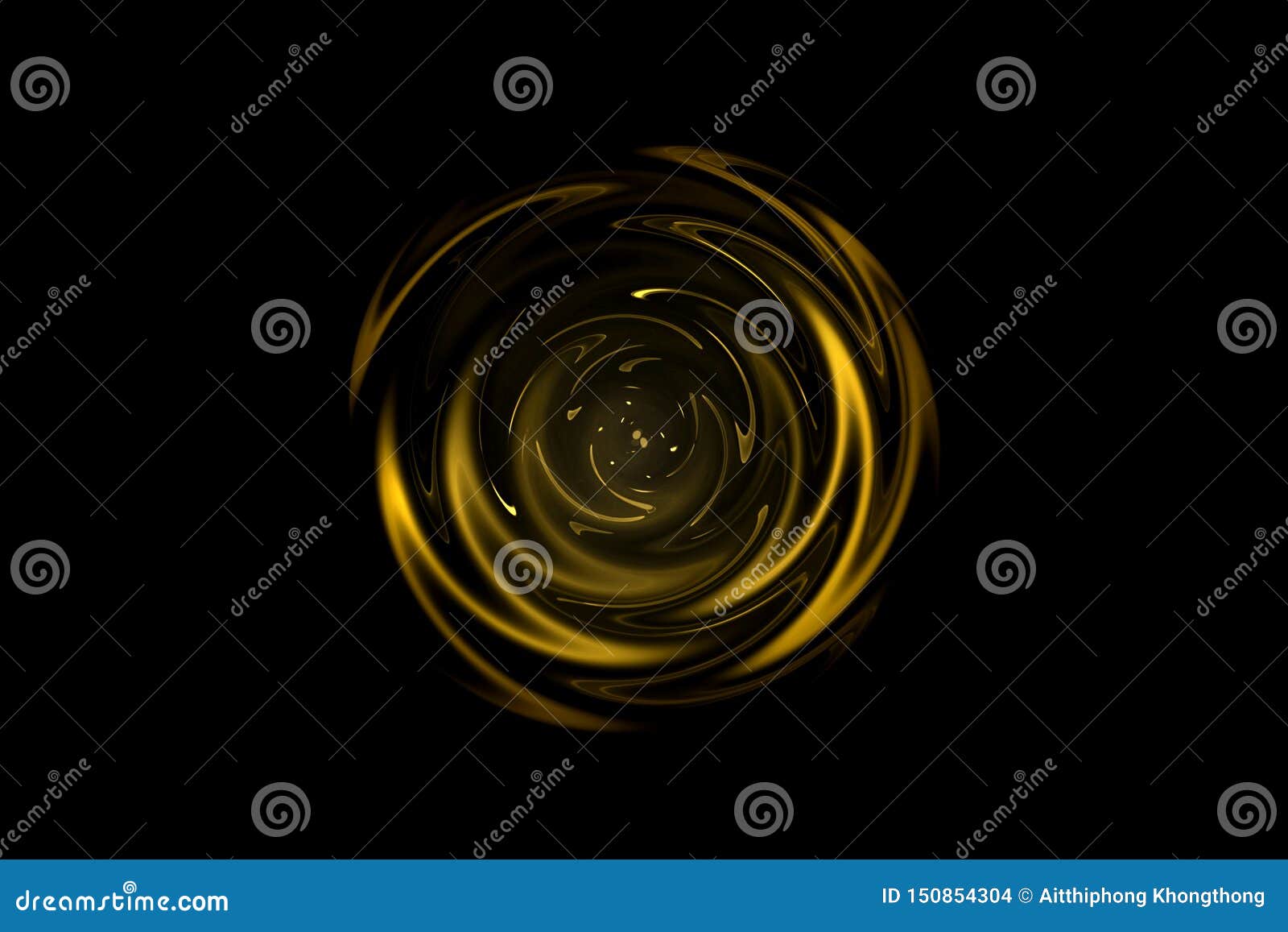 Glowing Gold Vortex with Light Ring on Black Backdrop, Abstract ...