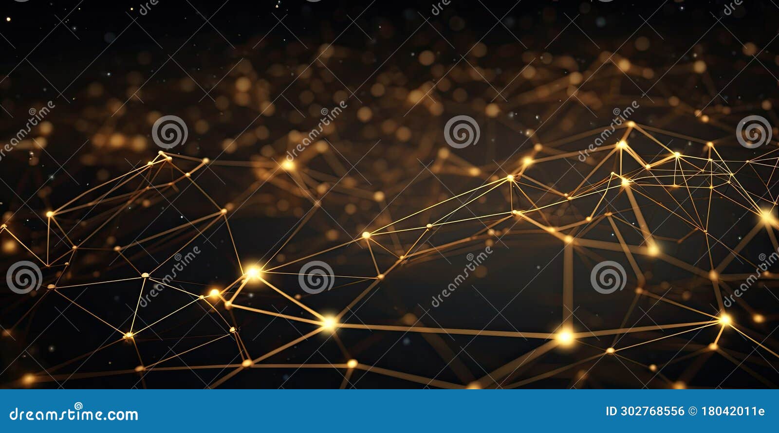 Glowing Golden Network Connections on a Dark Background, Representing ...