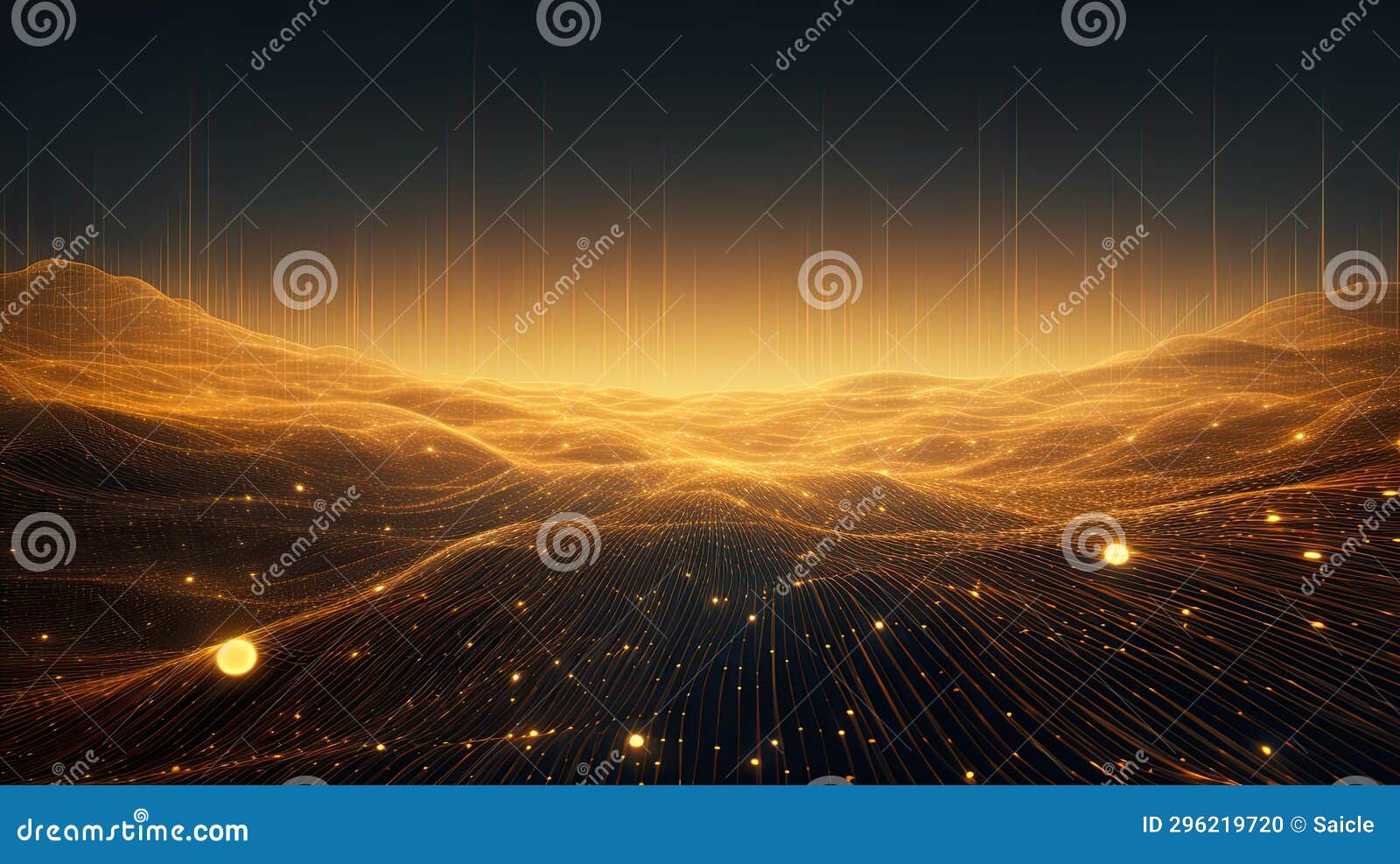 Glowing Golden Network on Topographic Earth Background. Generative AI ...