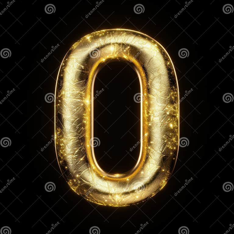 Glowing golden number zero stock illustration. Illustration of digital ...