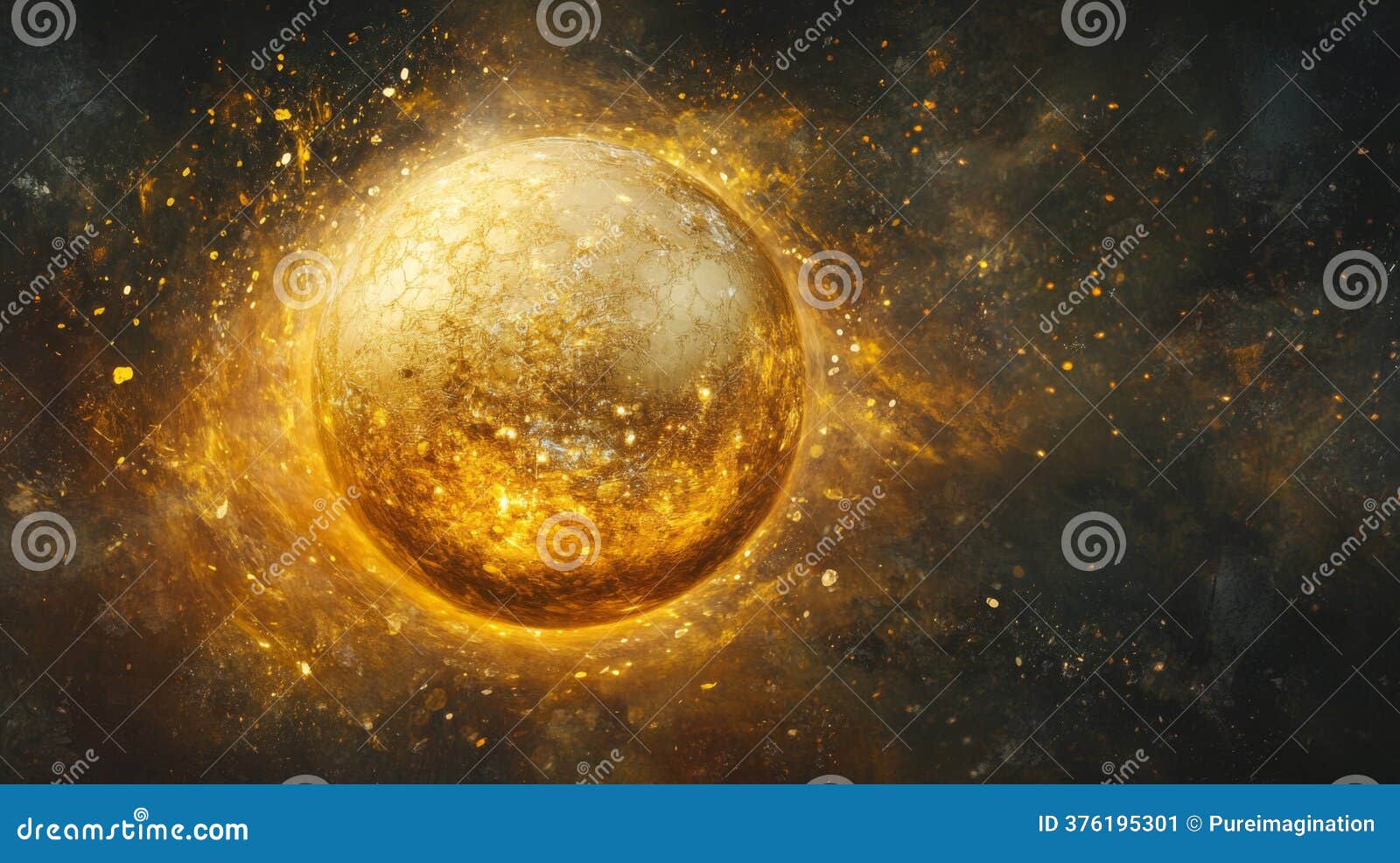 Golden Planet Sunrise Space Cosmic Celestial Background Universe Starry ...