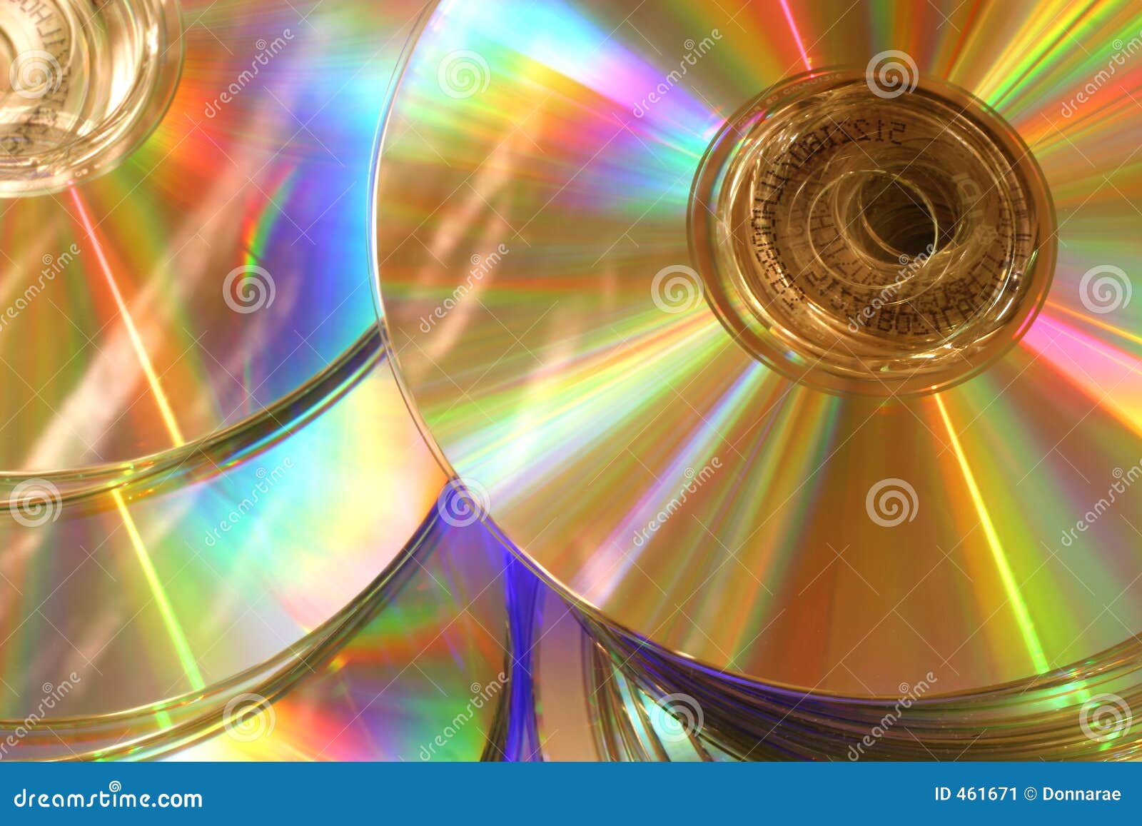 Glowing Golden Rainbow Compact Disks Stock Image - Image of ...