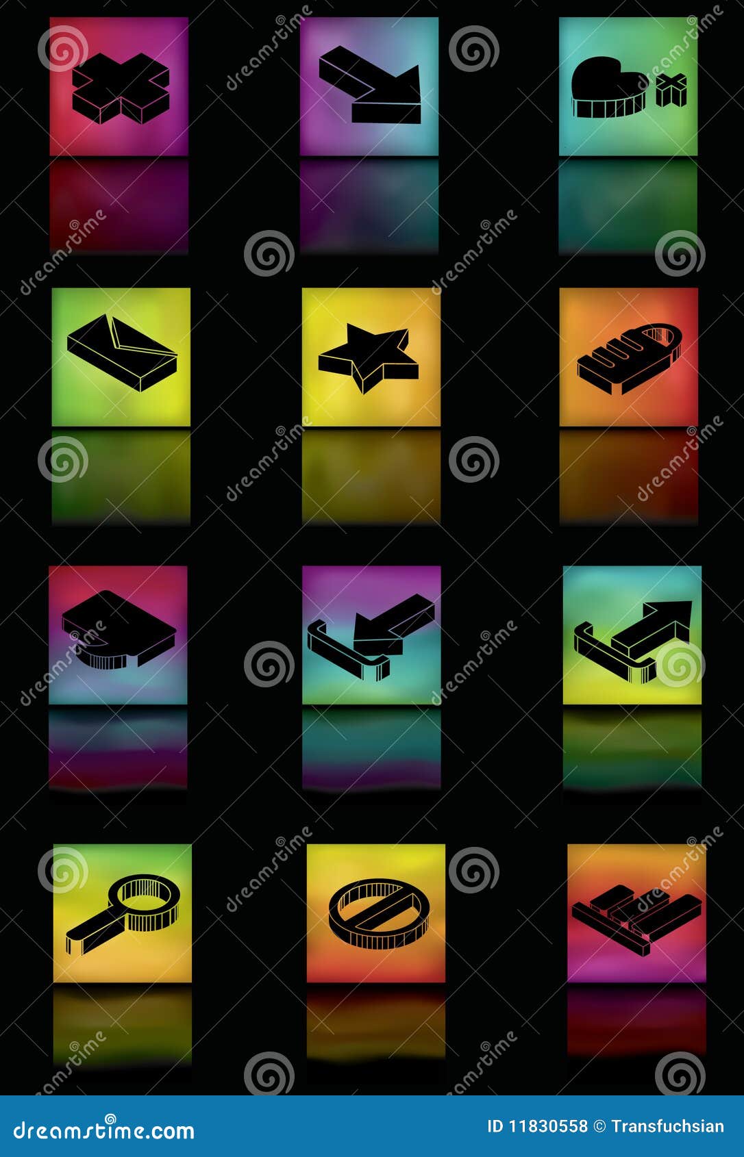 Glowing Gradient Mesh Icon Set Stock Vector - Illustration of icon ...