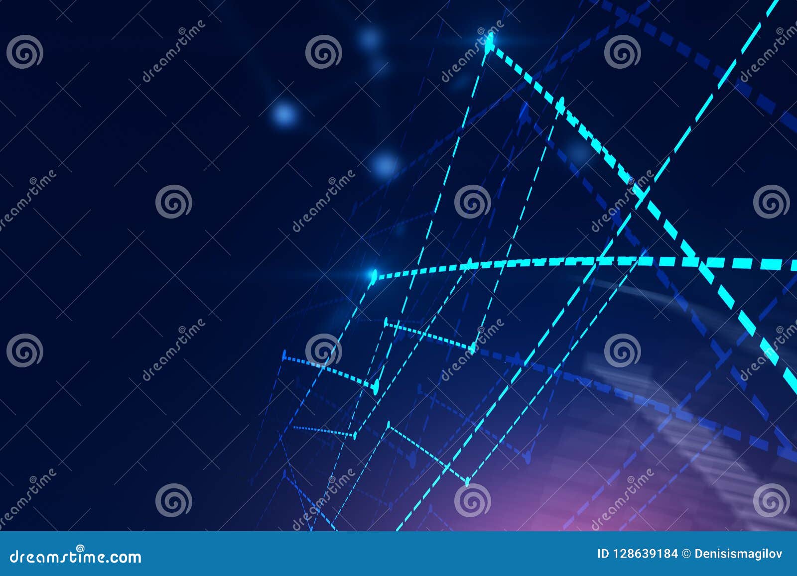 Glowing Graph Interface Over Blue, Copy Space Stock Illustration ...