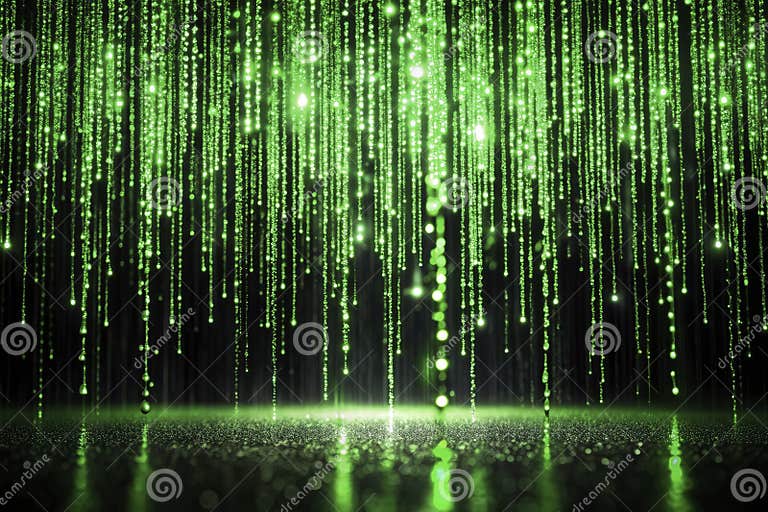 A Glowing Green Binary Code Matrix: Futuristic Silhouette Photography ...