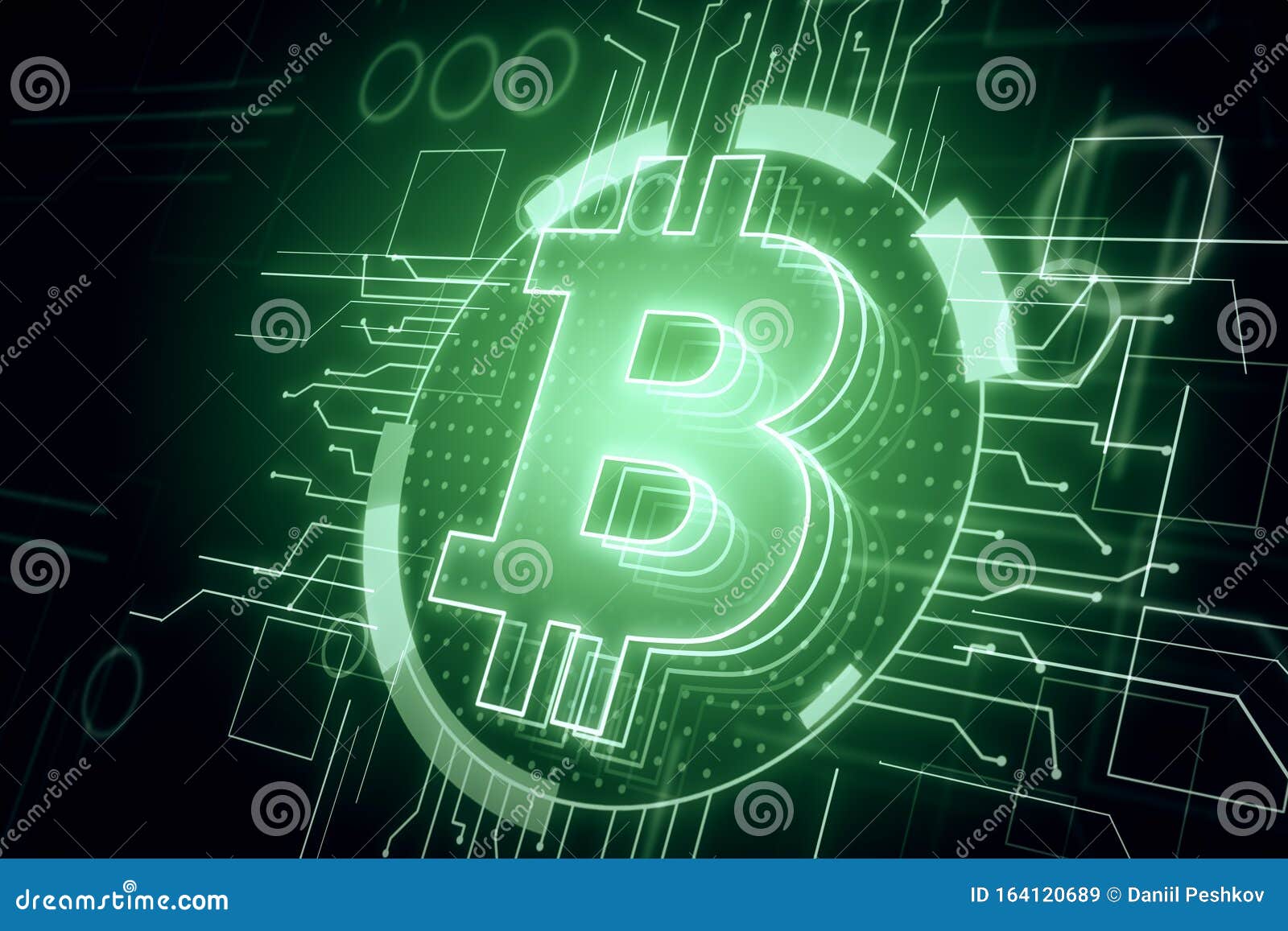 Glowing Green Bitcoin Background Stock Illustration - Illustration of ...