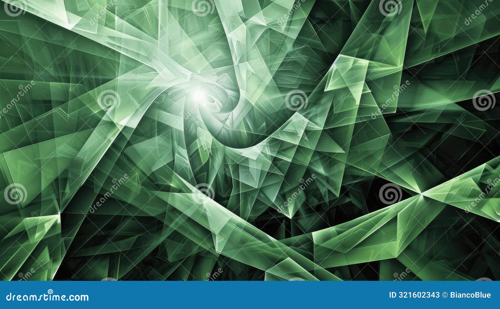 A Glowing Green Crystal Structure with a Bright White Light Source in ...