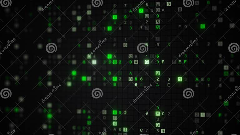 Glowing Green Digital Code on Computer Screen Stock Illustration ...