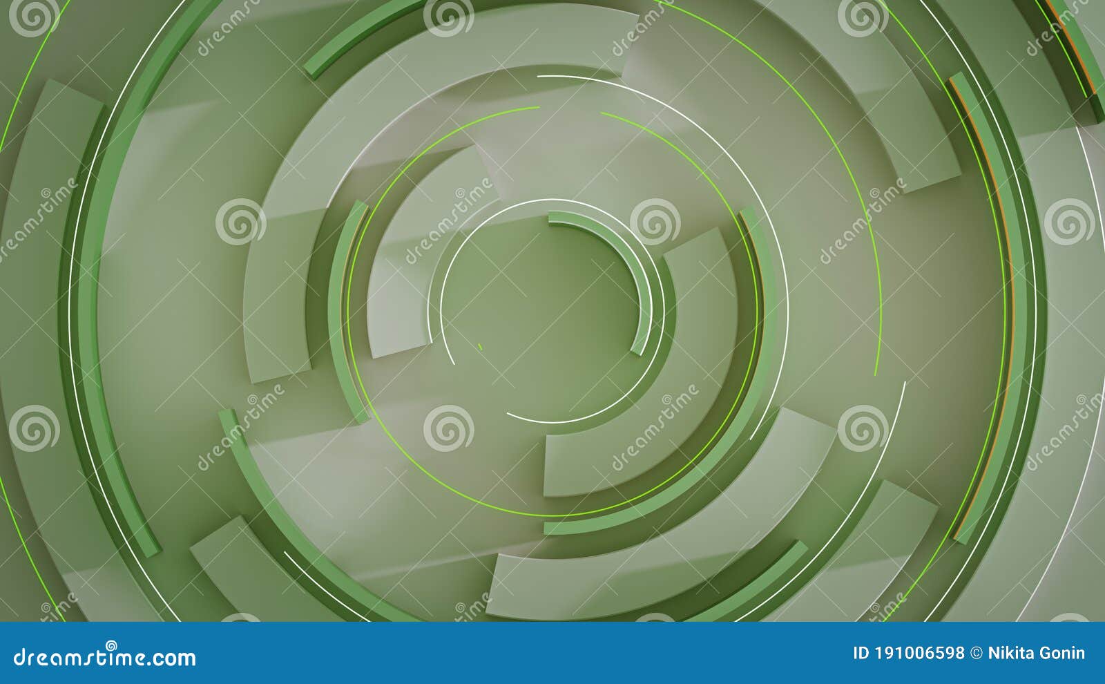 Glowing Green Futuristic Circular Shape 3D Rendering Illustration Stock ...