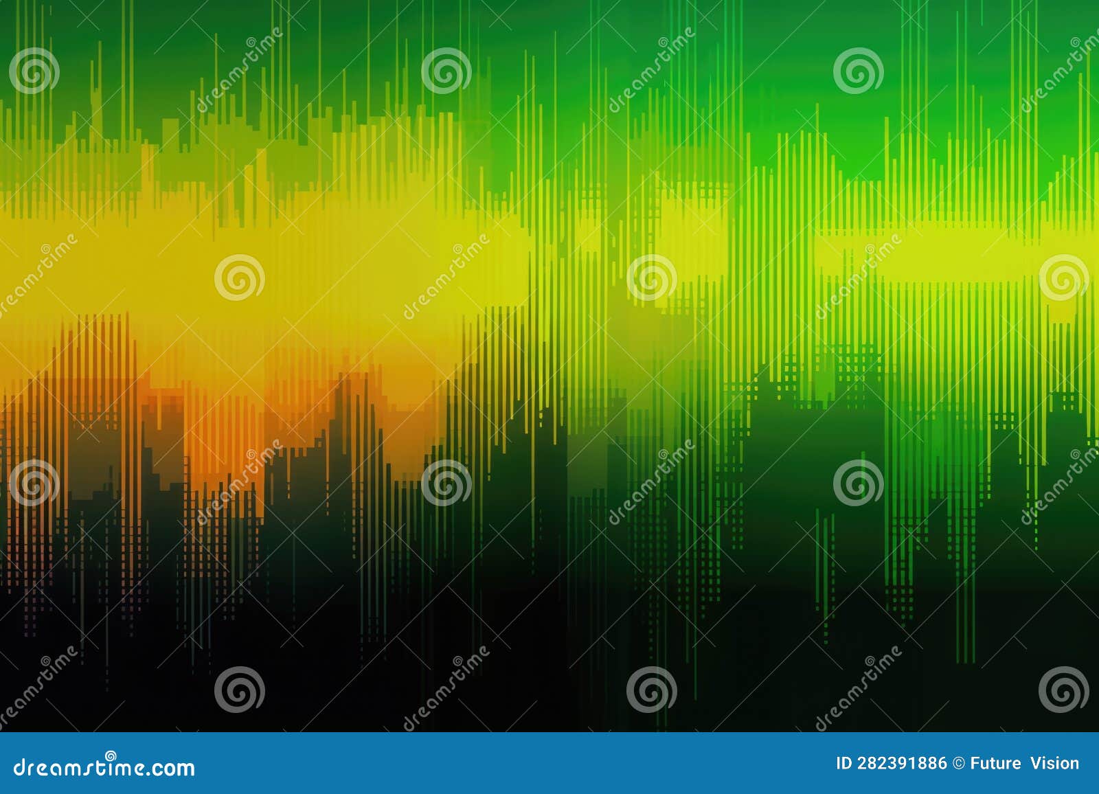 Glowing Green Interference Lines and Pixels on Black, Created Using ...