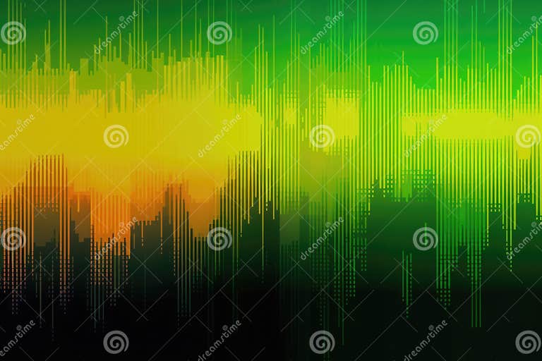 Glowing Green Interference Lines and Pixels on Black, Created Using ...