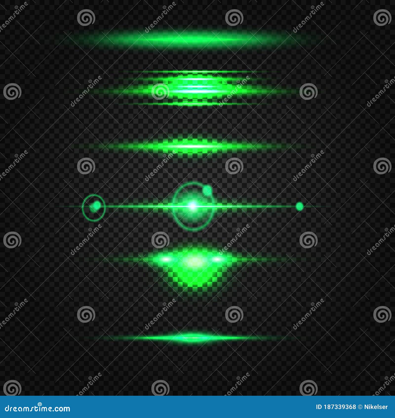 Glowing Green Light Effects Isolated on Transparent Background ...