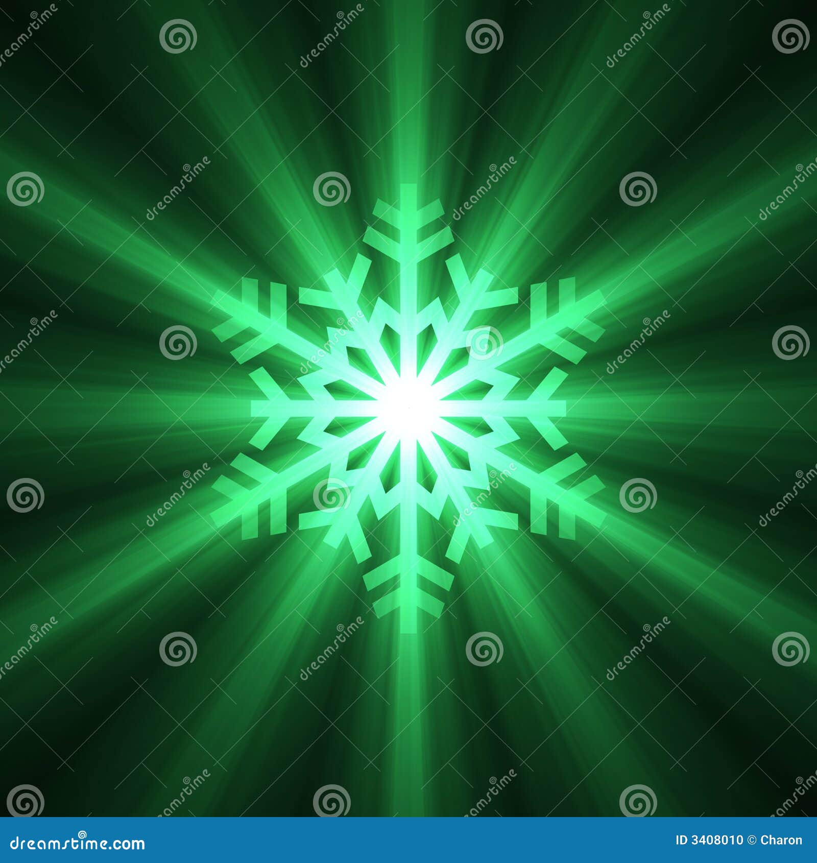 Glowing Green Snowflake Light Flare Stock Illustration - Illustration ...