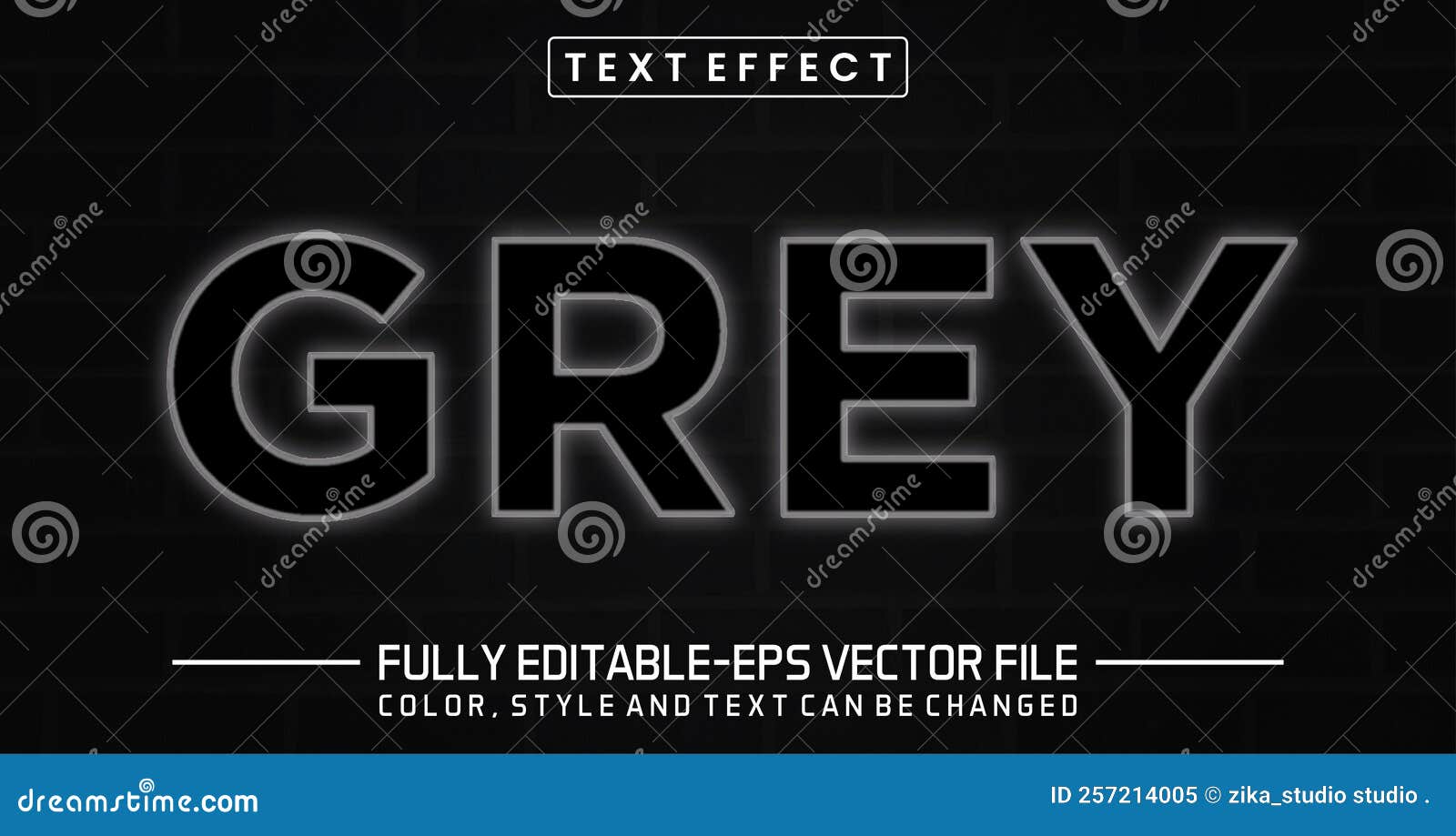 Glowing Grey Neon Light, Editable Graphic Style Text Effect Stock ...