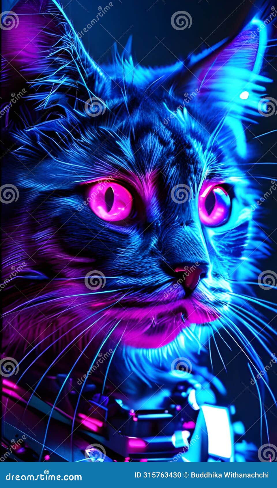Glowing Guardian: the Luminous Cat Stock Illustration - Illustration of ...
