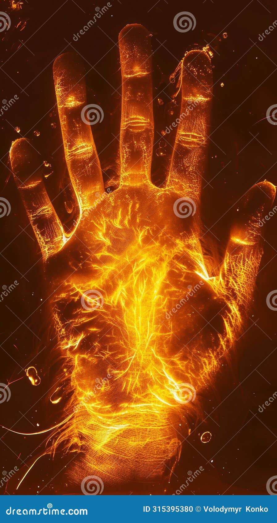 Glowing Hand with Fiery Energy Stock Photo - Image of glow, spark ...