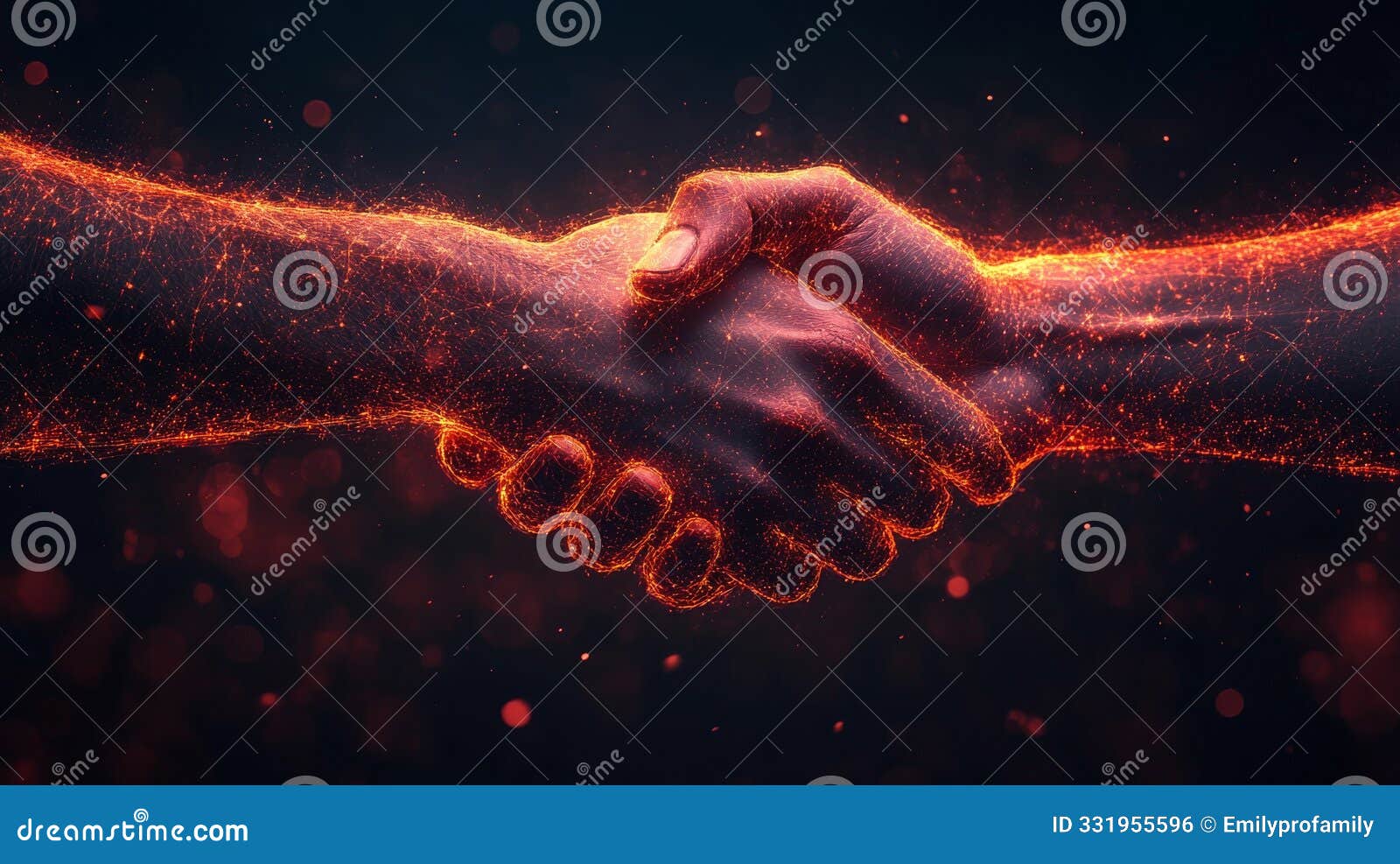 A Glowing Handshake Symbolizing Partnership and Unity Against a Dark ...