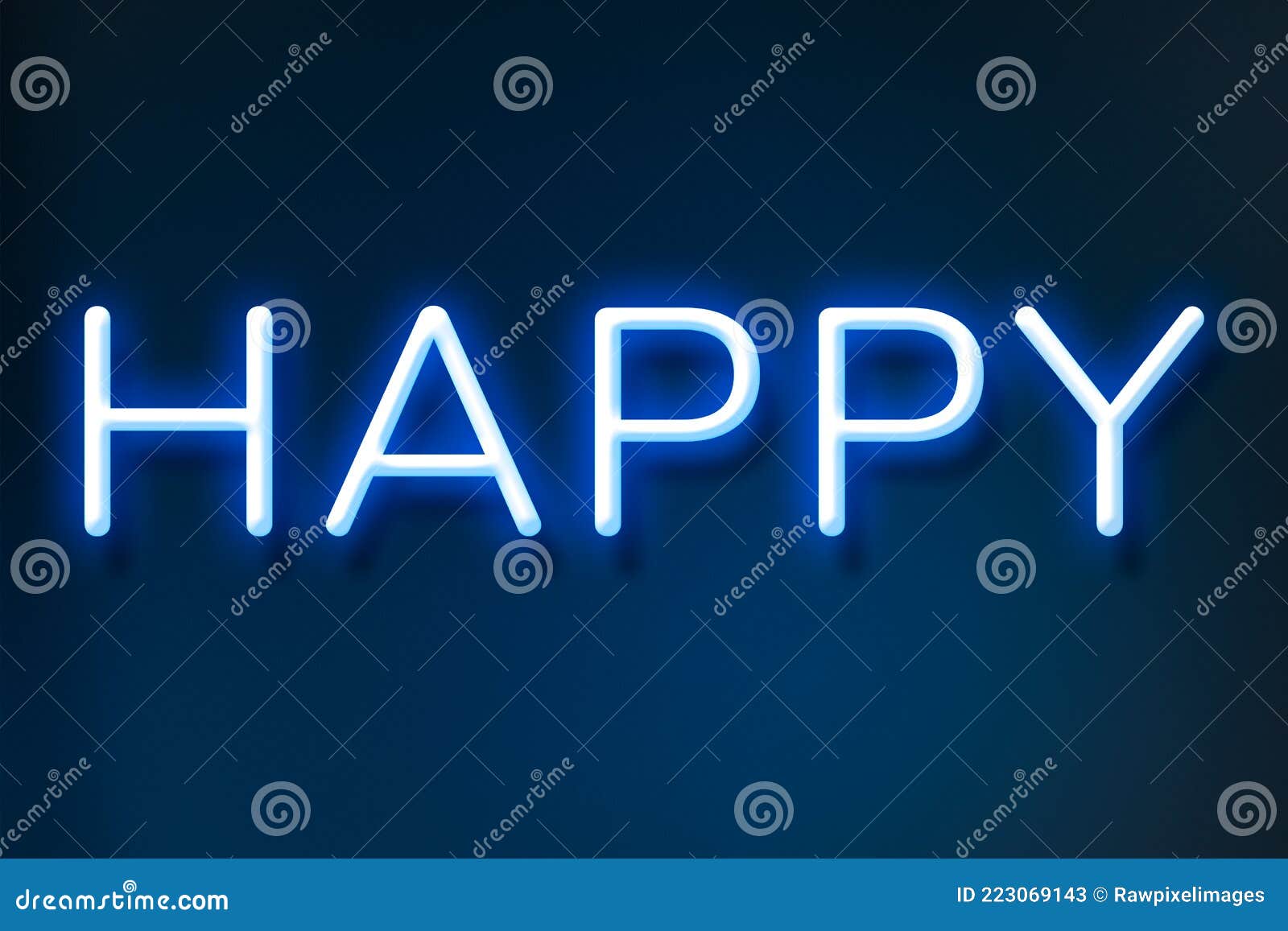 Glowing Happy Retro Blue Neon Sign Text Stock Illustration ...
