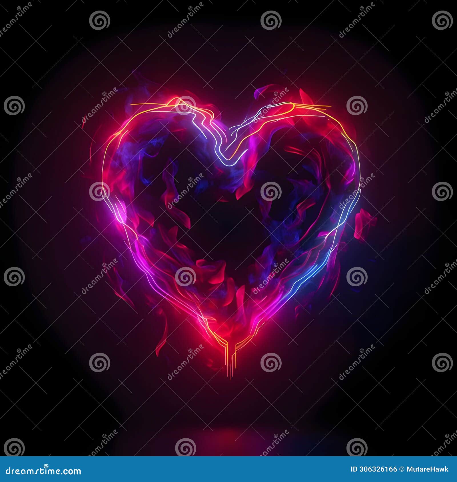 Glowing Heart in the Dark. Heart As a Symbol of Affection and Stock ...