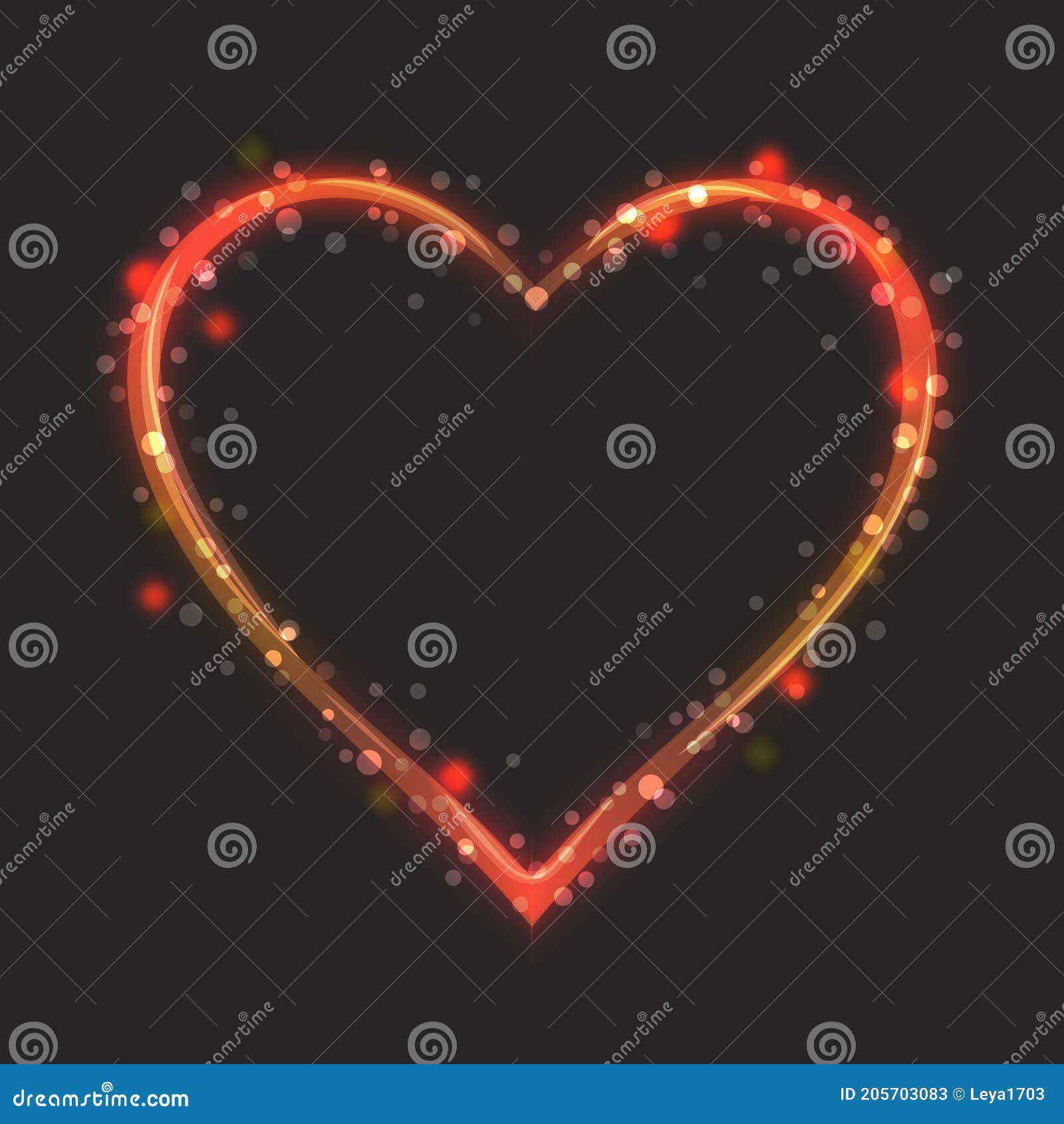 Glowing Heart on a Dark Background. Cartoon Style Stock Vector ...