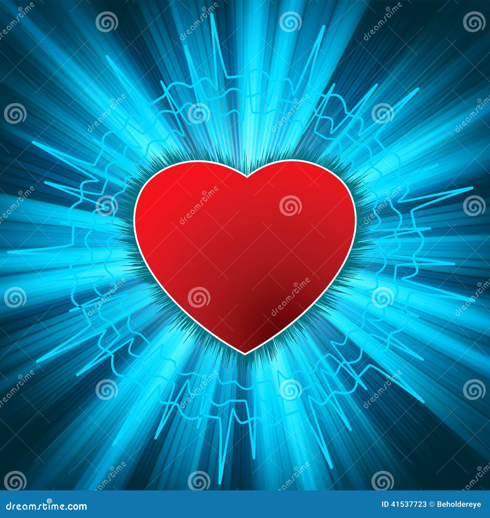 Glowing Heart with Heartbeat. Stock Vector - Illustration of vector ...
