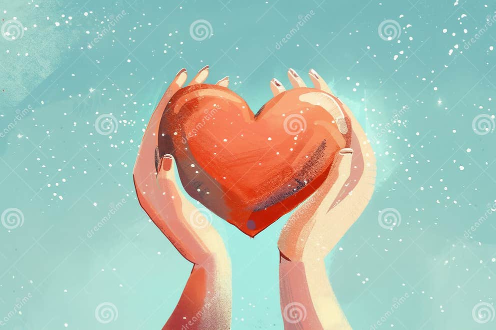 Glowing Heart Illustration Of Hands Passing A Heart Stock Image Image Of Background Glowing