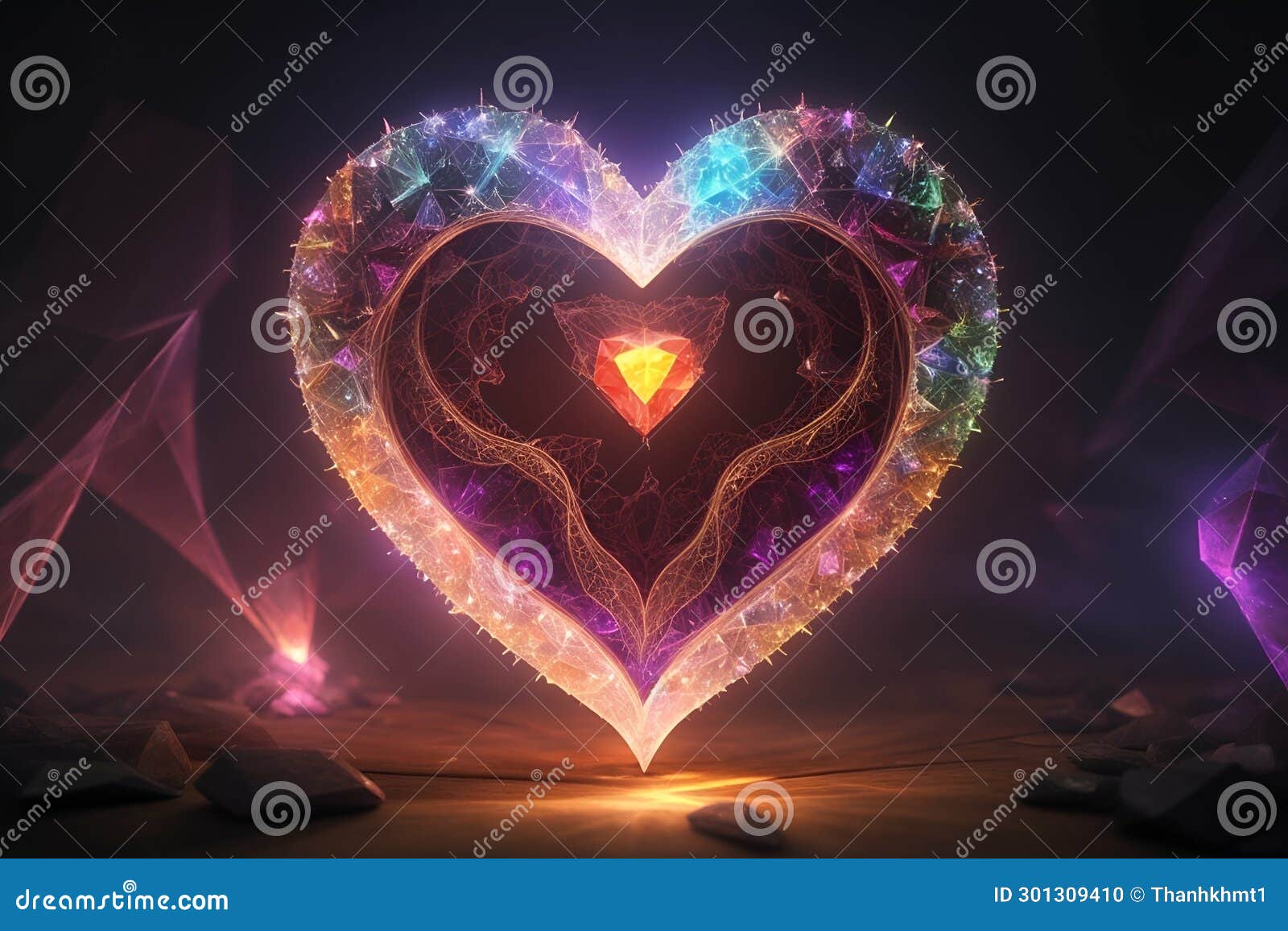 A Glowing Heart Shape Abstract Background, Horizontal Composition Stock ...