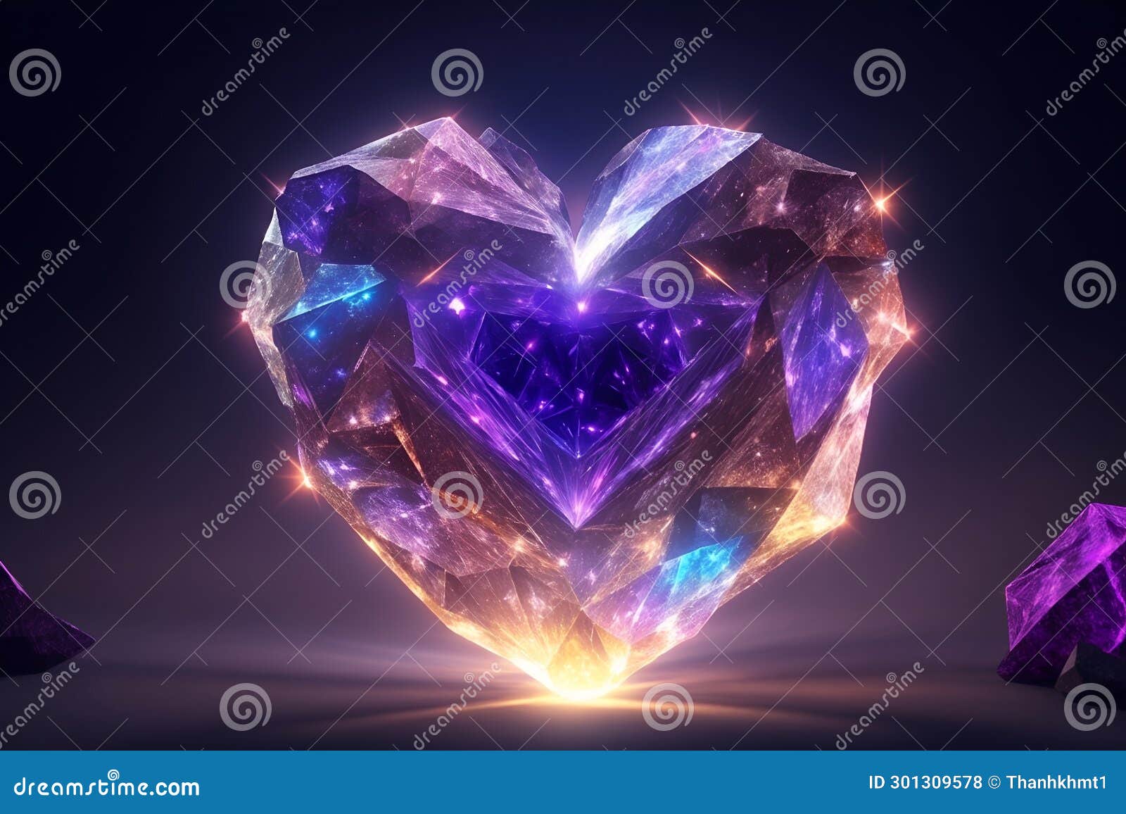 A Glowing Heart Shape Abstract Background, Horizontal Composition Stock ...