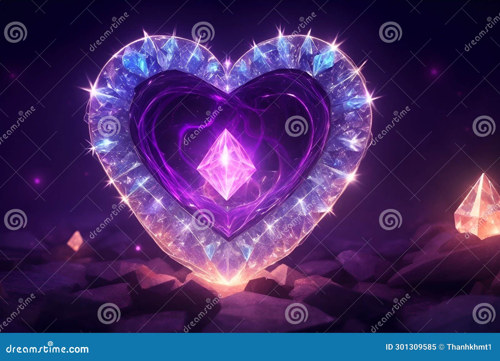A Glowing Heart Shape Abstract Background, Horizontal Composition Stock ...