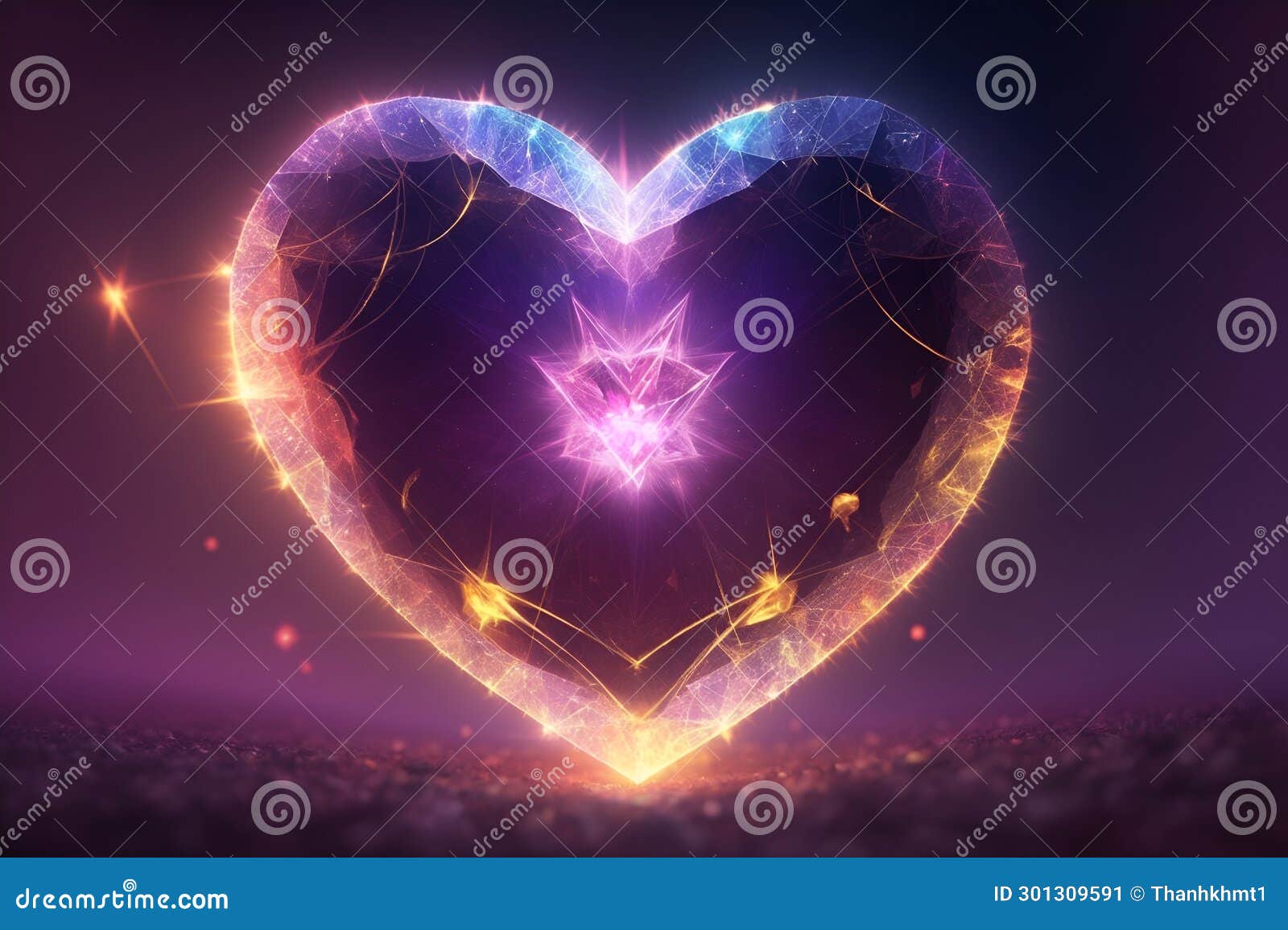 A Glowing Heart Shape Abstract Background, Horizontal Composition Stock ...