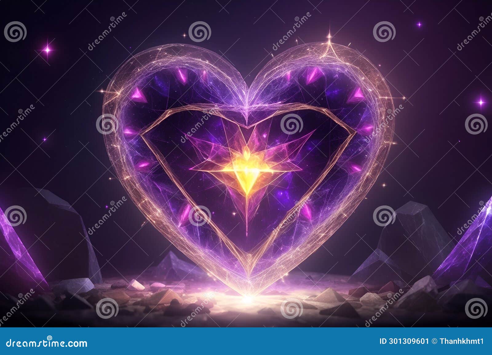 A Glowing Heart Shape Abstract Background, Horizontal Composition Stock ...