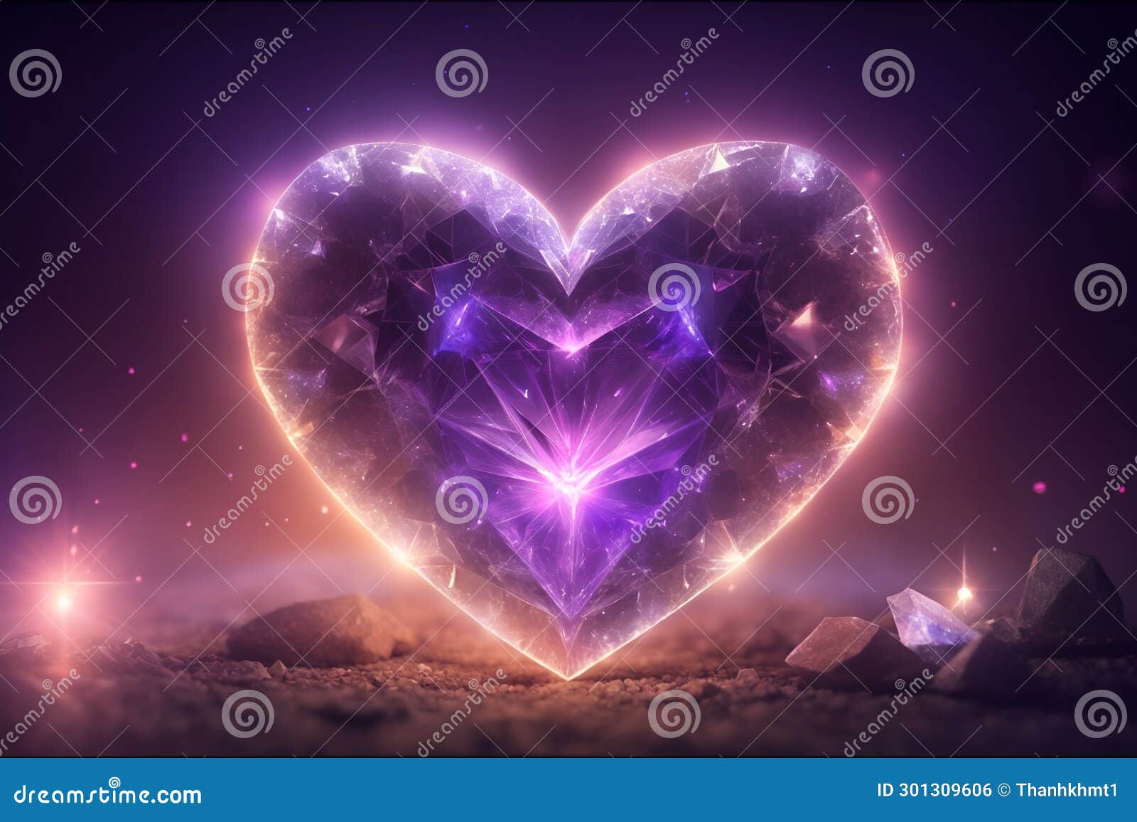A Glowing Heart Shape Abstract Background, Horizontal Composition Stock ...