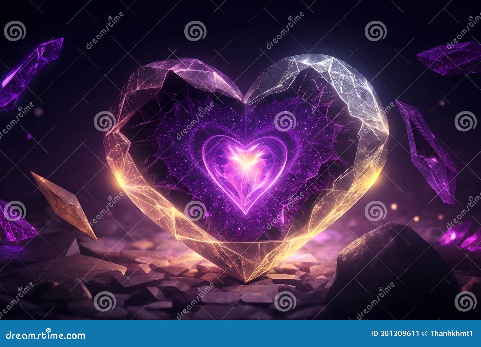 A Glowing Heart Shape Abstract Background, Horizontal Composition Stock ...