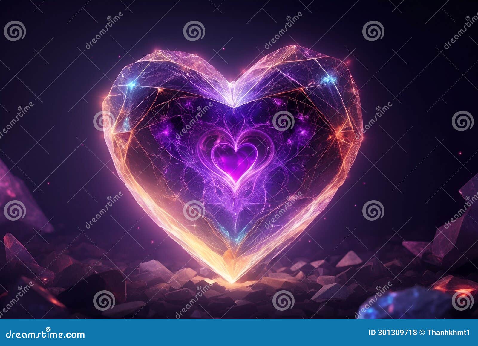 A Glowing Heart Shape Abstract Background, Horizontal Composition Stock ...