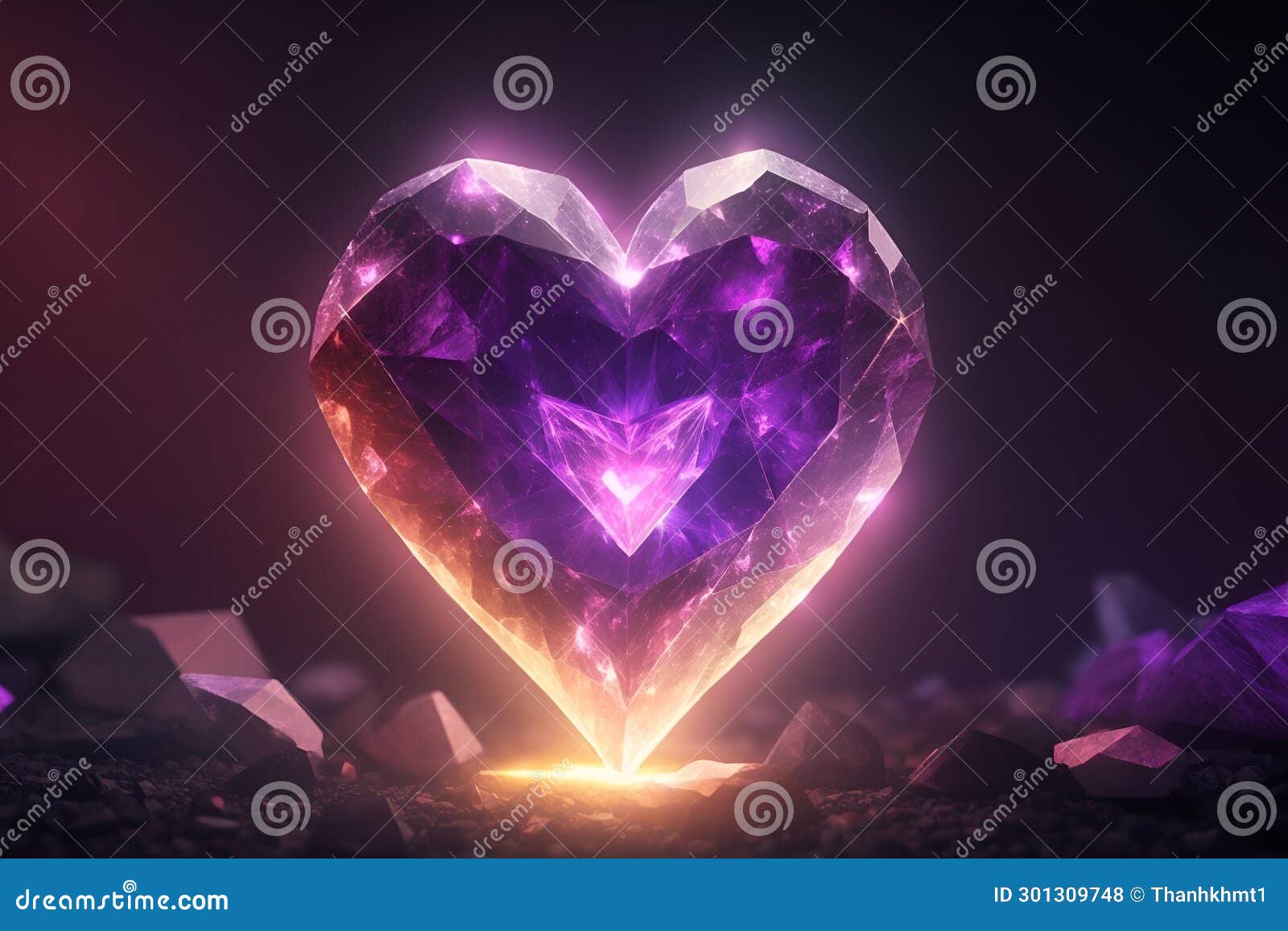 A Glowing Heart Shape Abstract Background, Horizontal Composition Stock ...