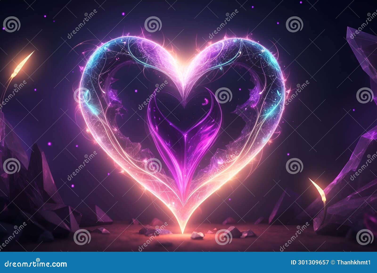 A Glowing Heart Shape Abstract Background, Horizontal Composition Stock ...