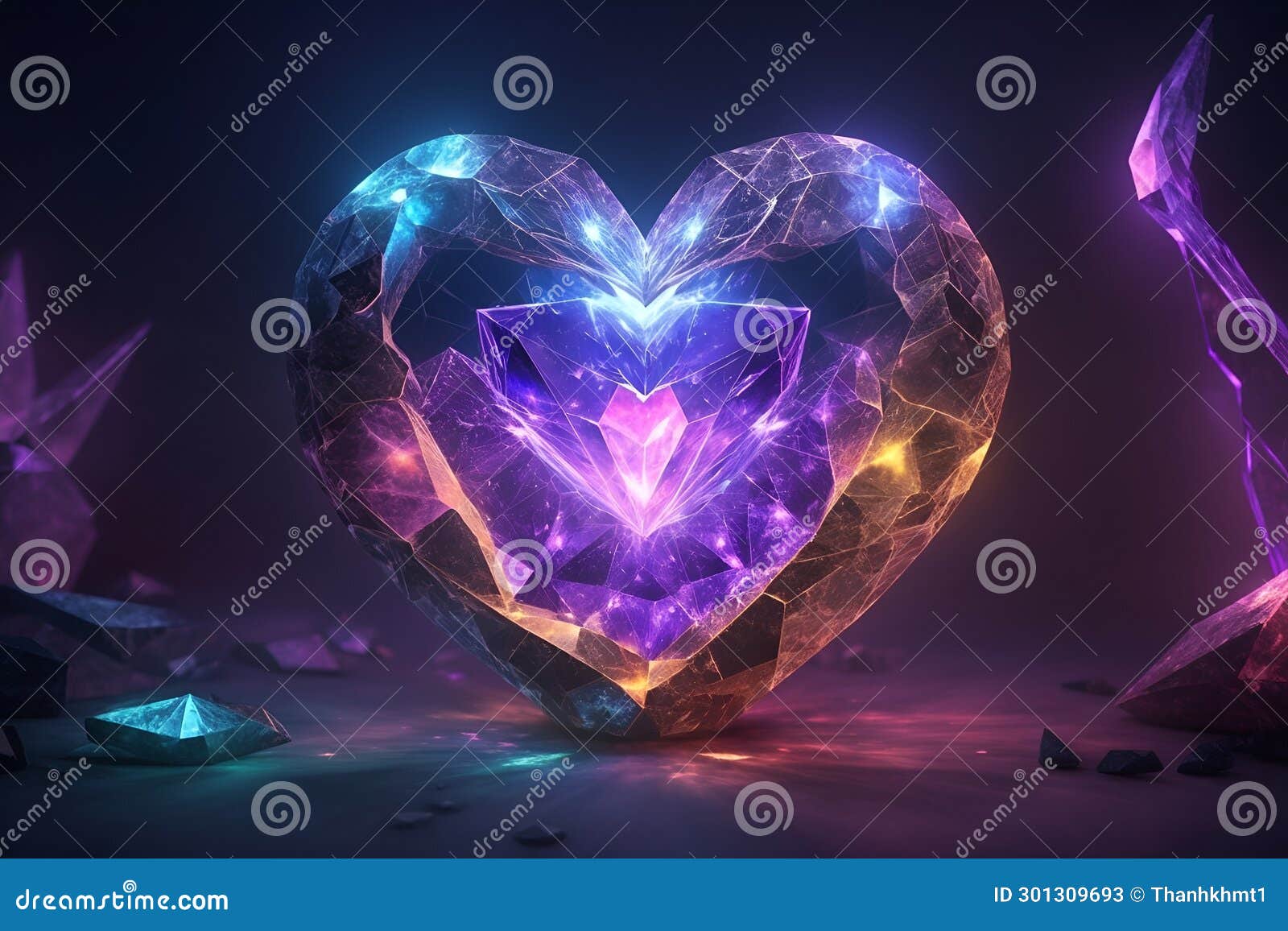 A Glowing Heart Shape Abstract Background, Horizontal Composition Stock ...