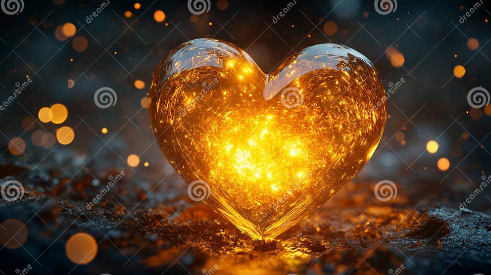Glowing Heart Shaped Crystal Orb of Fire Stock Illustration ...