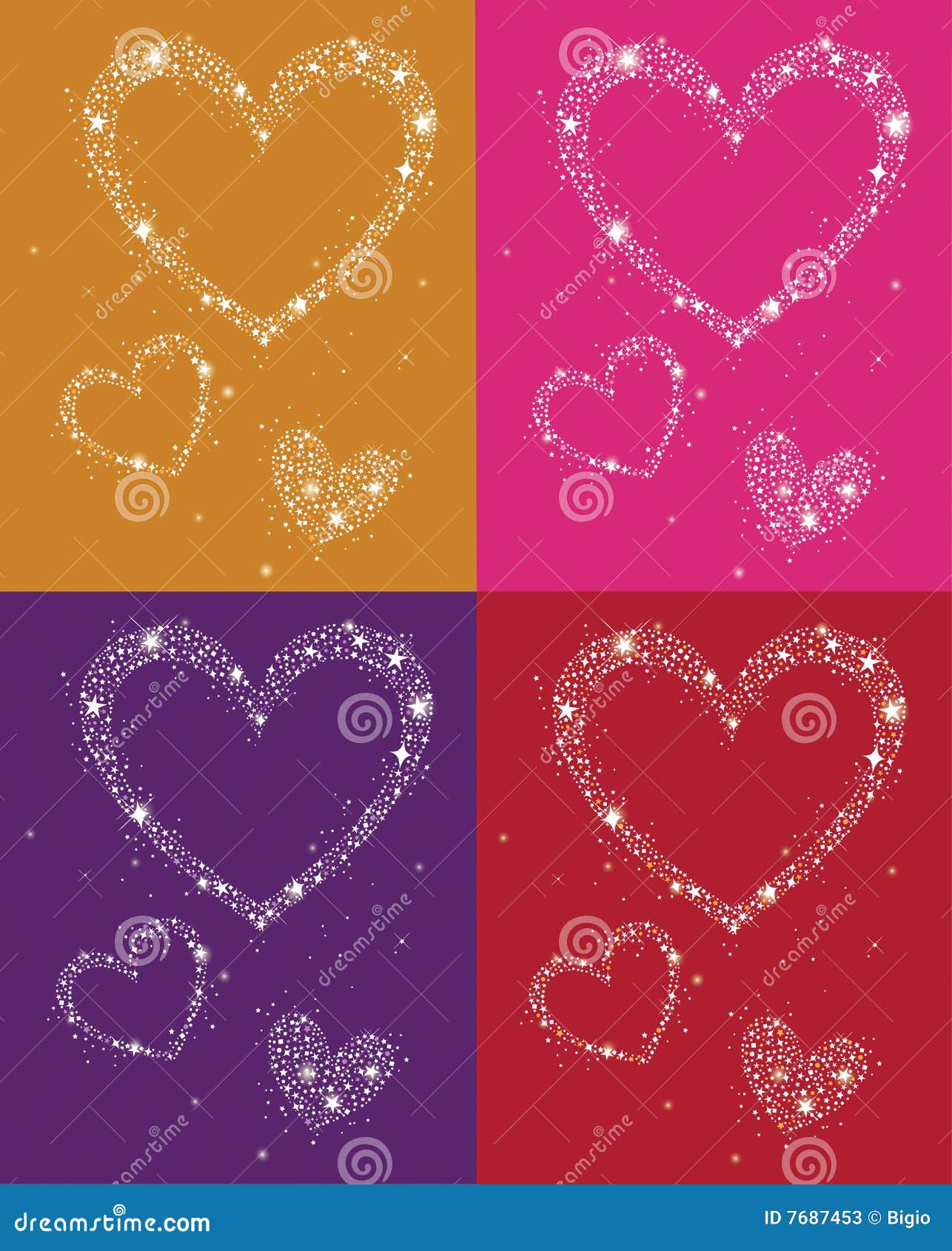 Glowing hearts stock vector. Illustration of beauty, pink - 7687453