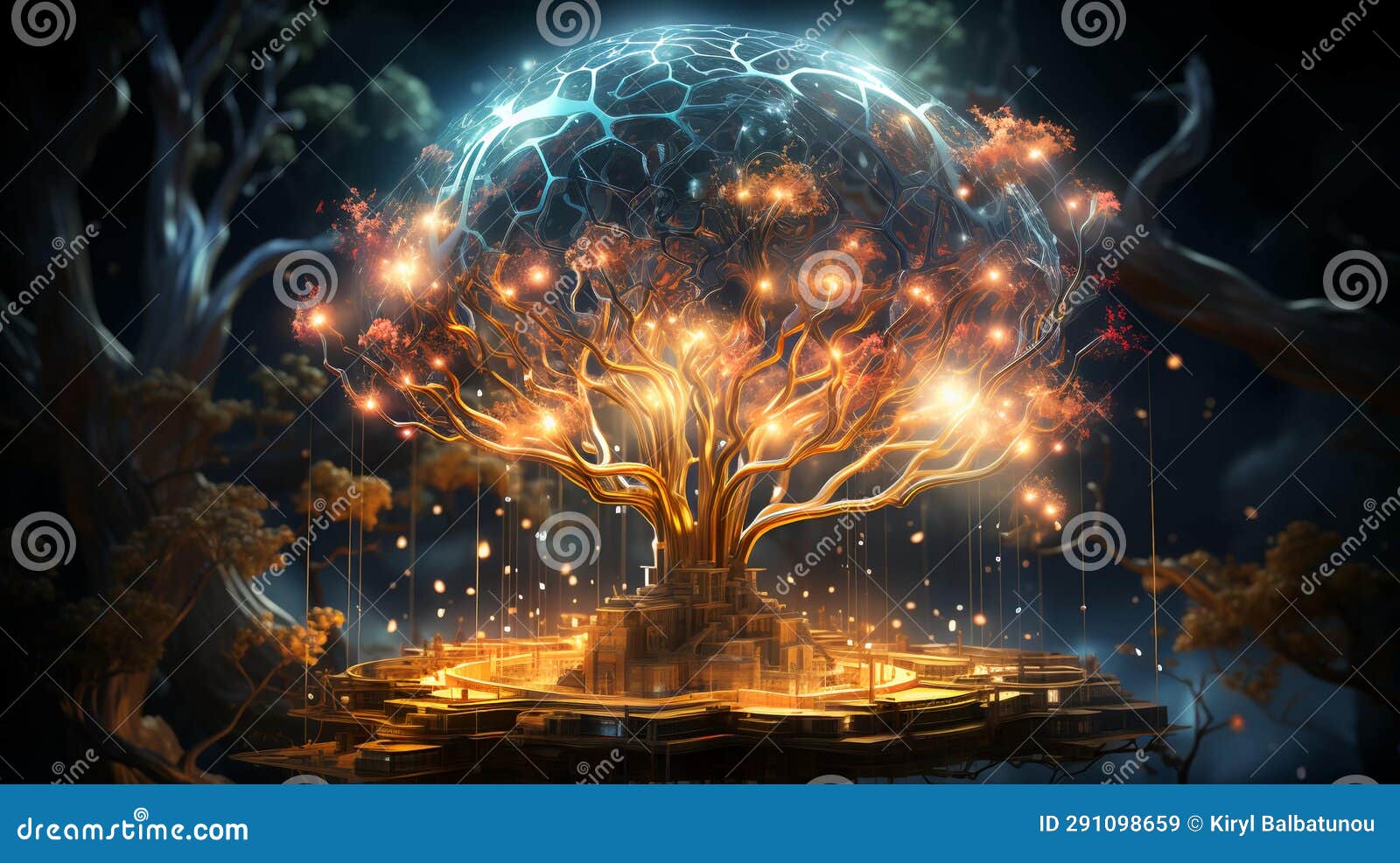 A Glowing, High-tech Tree in the Shape of a Human Brain Grows from a ...